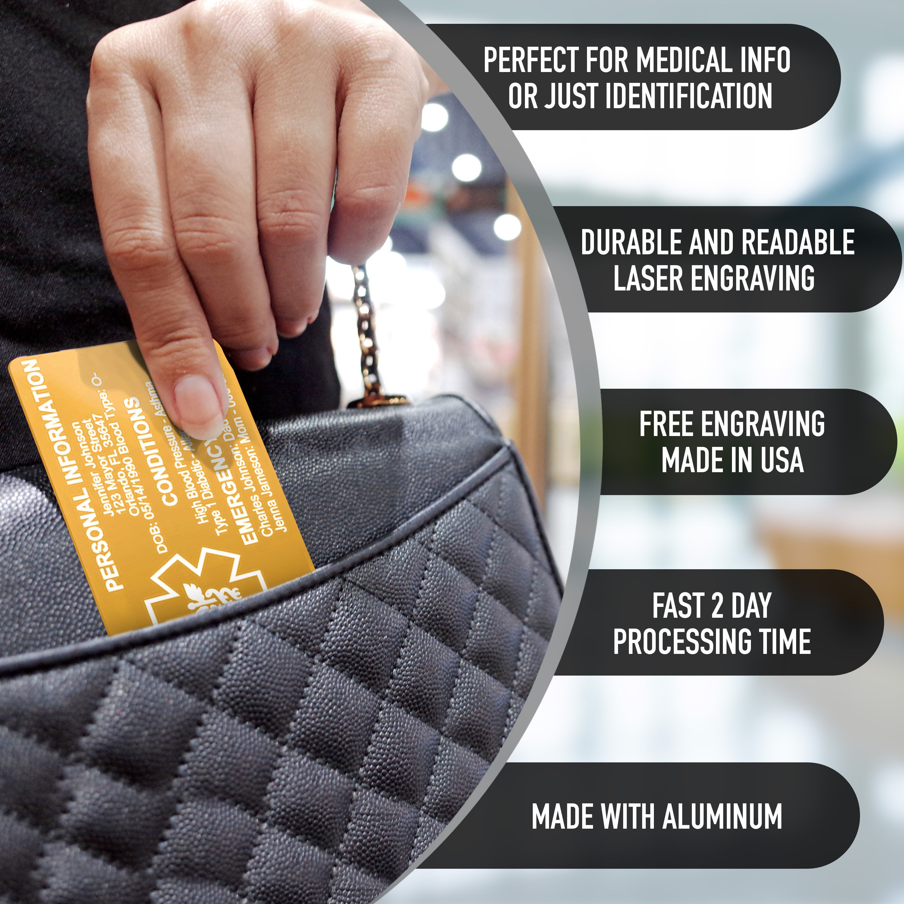 Custom Engraved Aluminum Medical ID Card for Wallet - Etsy