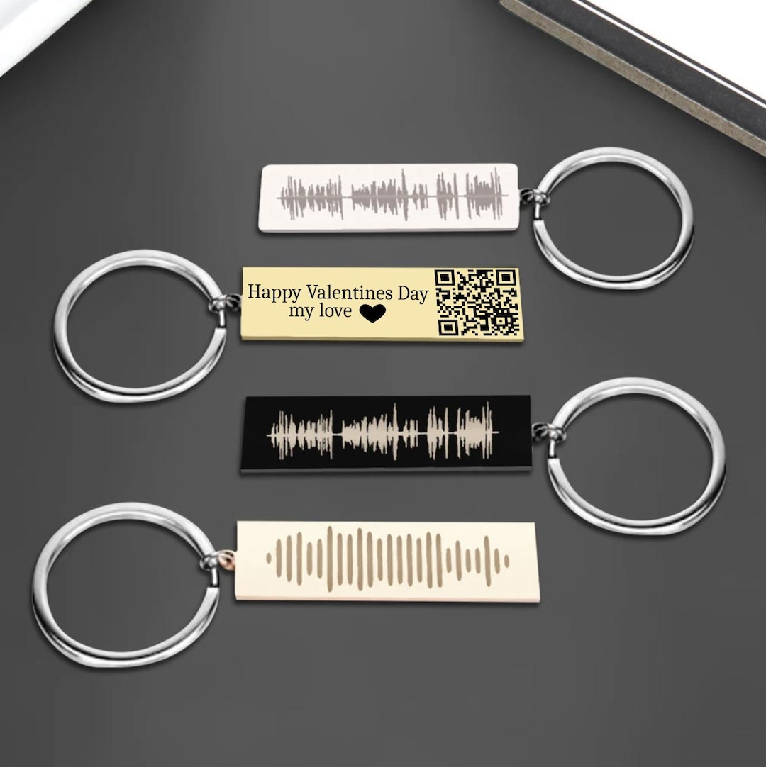 Personalized QR Code With Sound Wave Keychain, Voicemail, Voice Memos ...