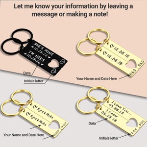 Couple Keychain Set Heart,personalized 2 Pcs Matching Couple Keyring ...