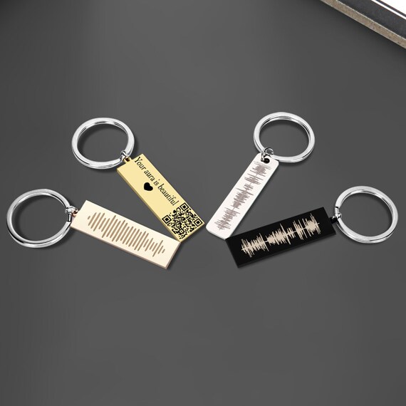 Personalized QR Code With Sound Wave Keychain Voicemail - Etsy Australia