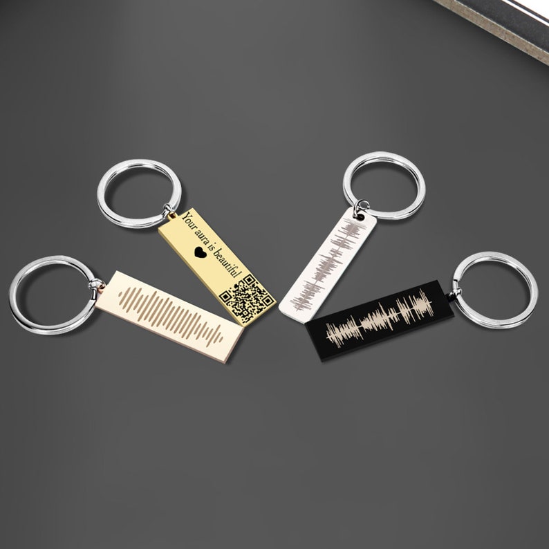 Personalized QR Code With Sound Wave Keychain Voicemail - Etsy