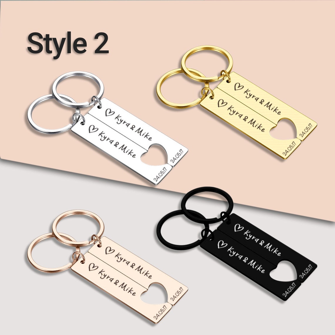 Couple Keychain Set Heartpersonalized 2 Pcs Matching Couple - Etsy