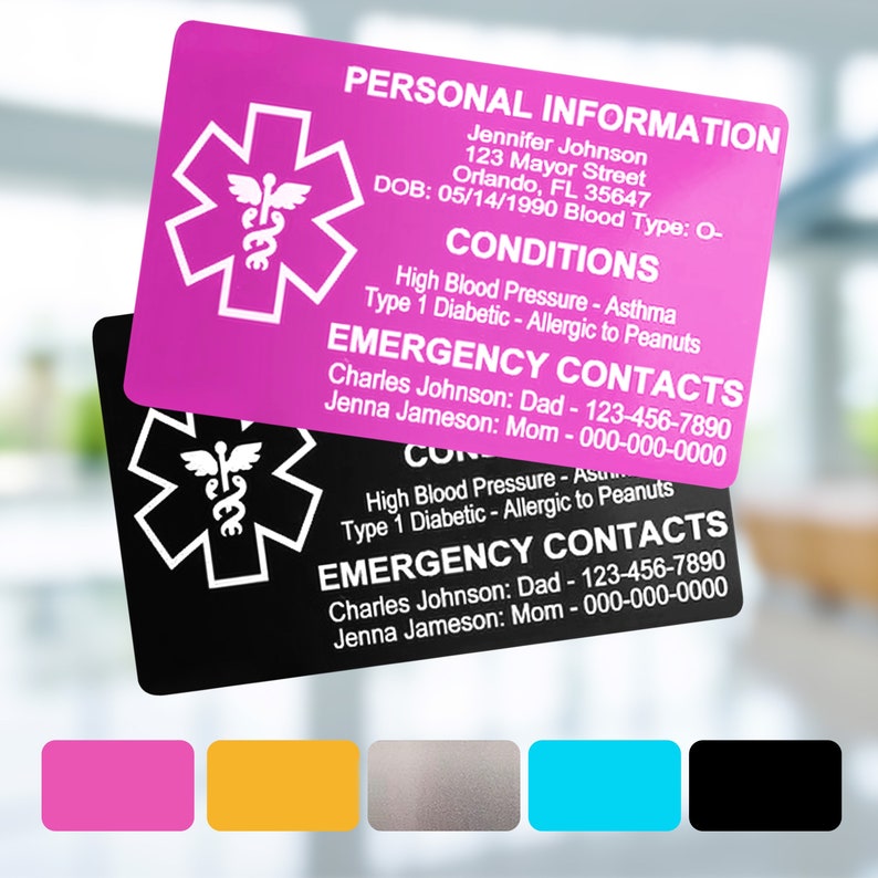 Custom Engraved Aluminum Medical ID Card for Wallet - Etsy