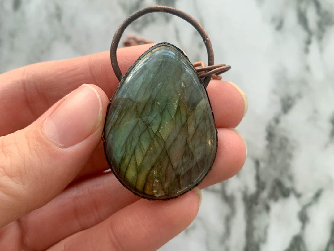 Mystic Moonlight Electroformed Labradorite Necklace Raw Crystal Jewelry Electroform Jewelry ...