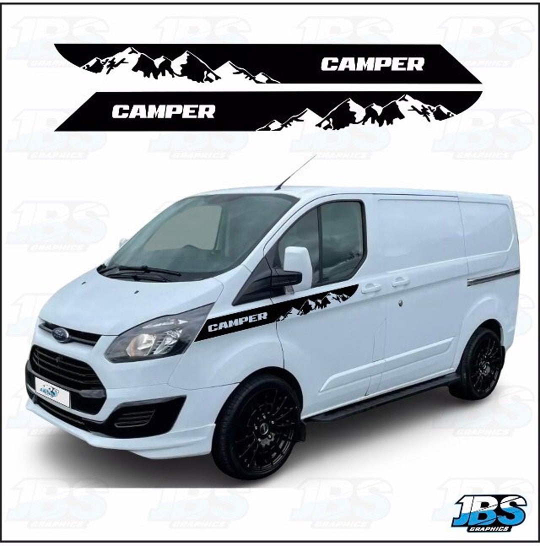 FITS Ford Transit Custom Camper Side Graphics Decals Stickers Mountains ...