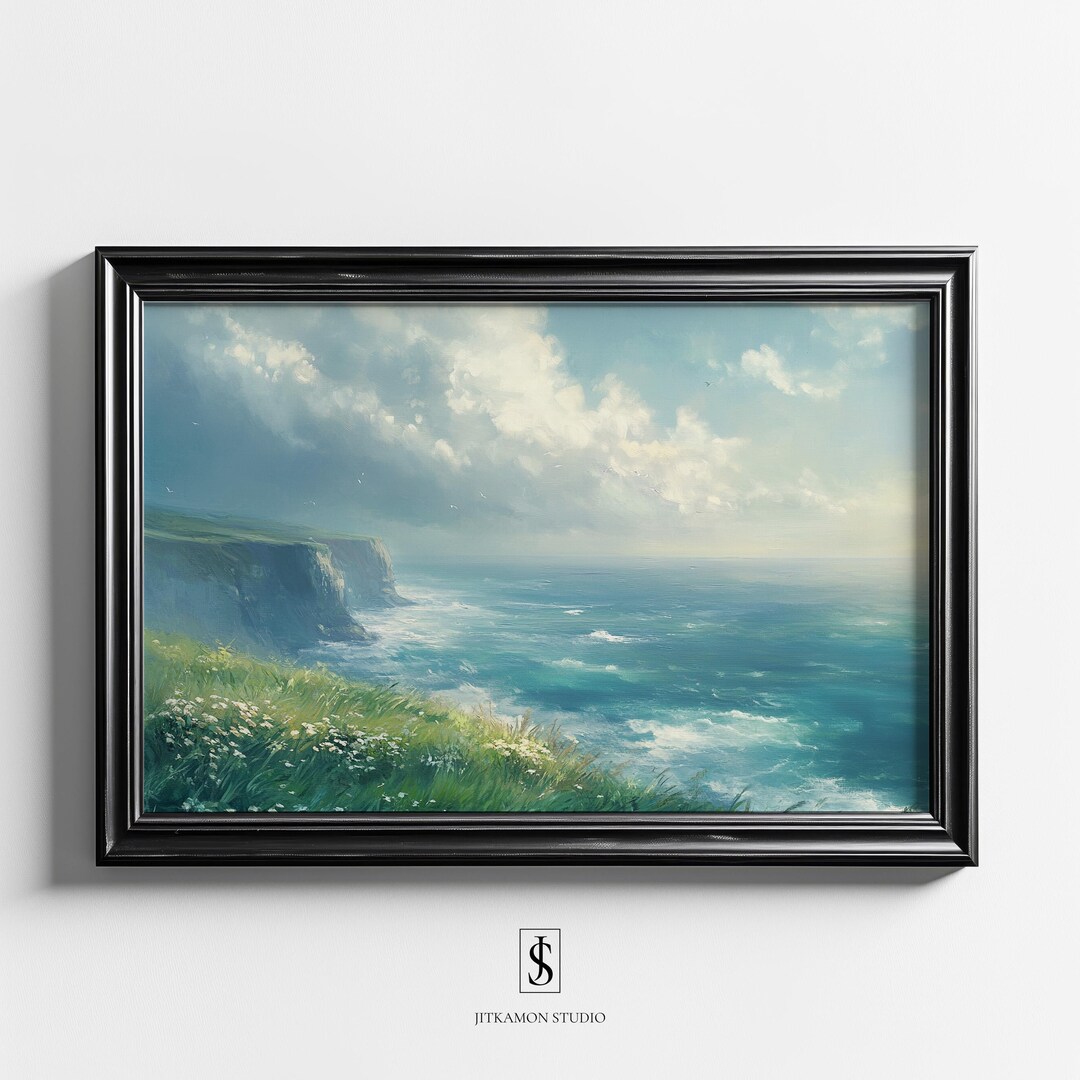 Coastal Cliff Wall Art, Soft Ocean Horizon Printable (digital Download ...