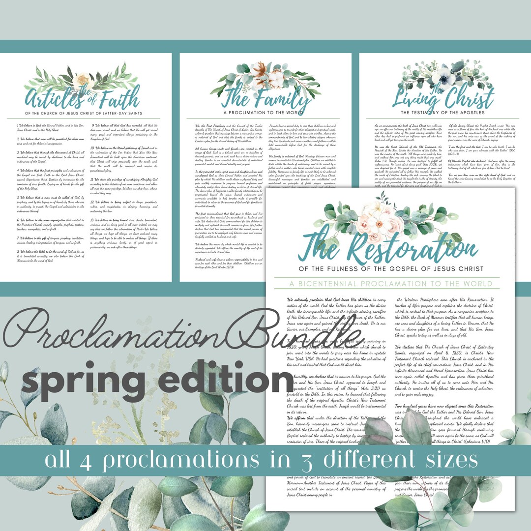 LDS Proclamation Bundle - Spring - Etsy