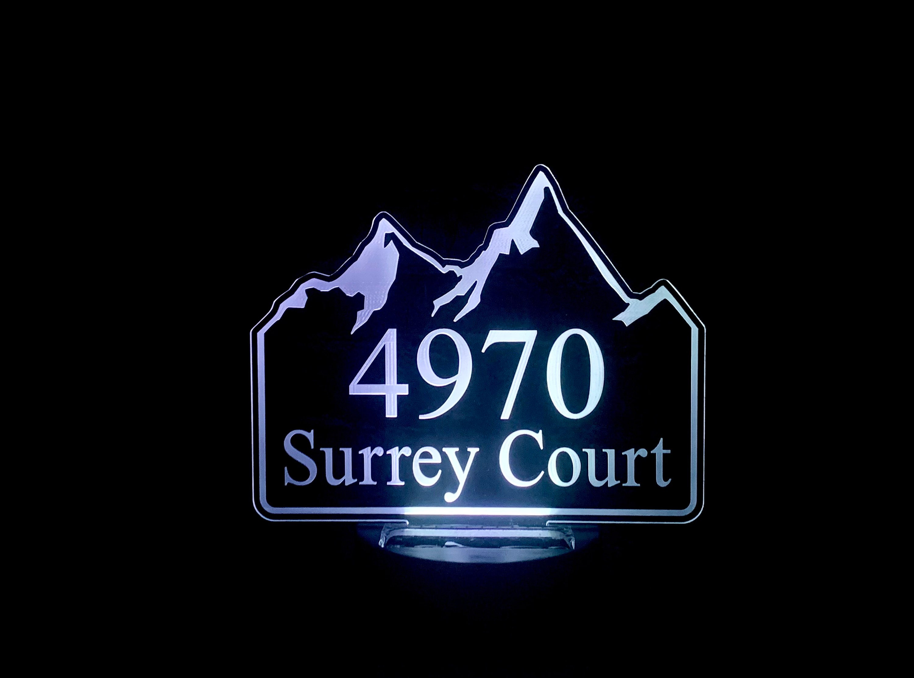 Personalized Solar Mountain Address Sign, Solar Sign, Address Sign ...