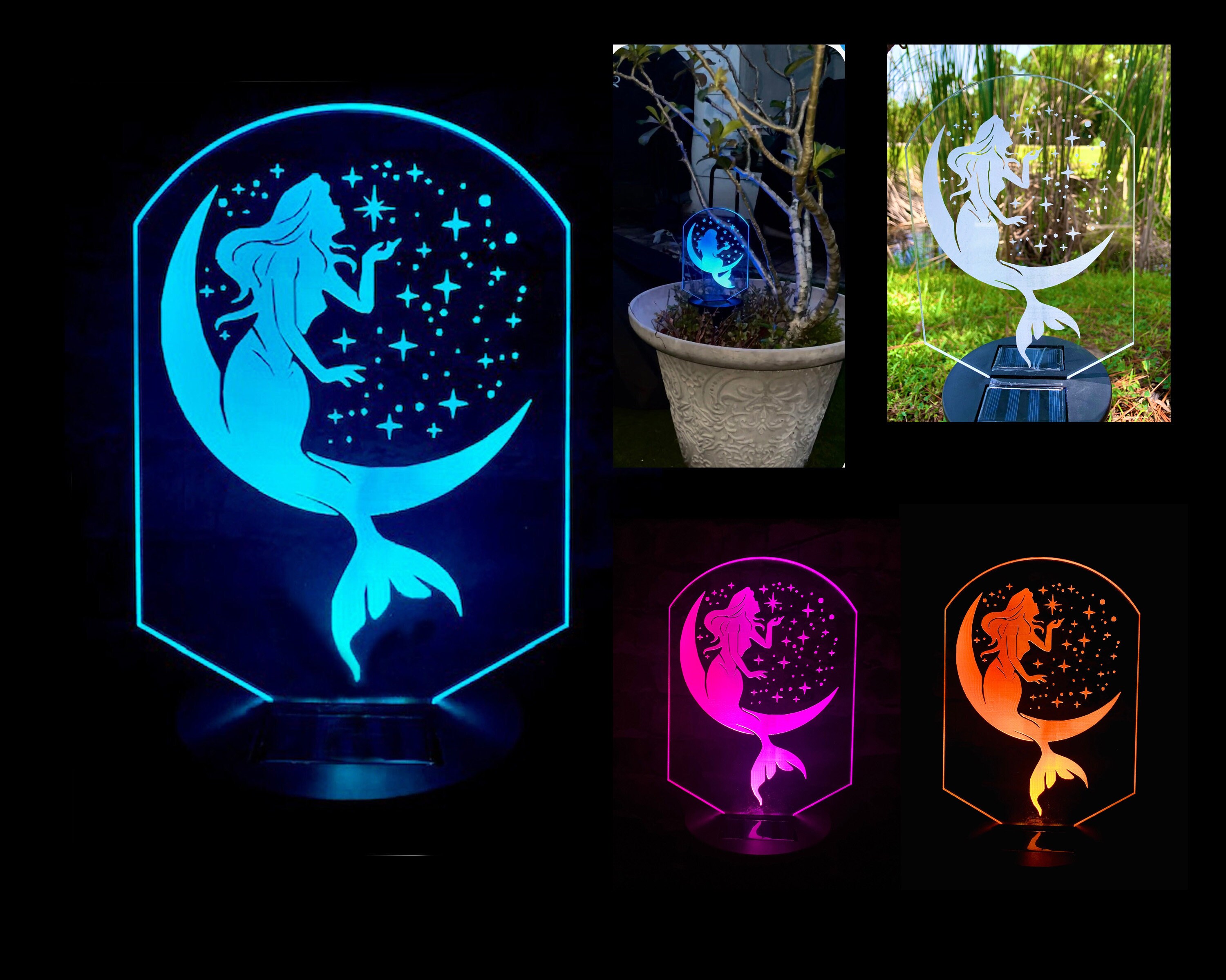 Mermaid Garden LED Light, Garden Light, Mermaid Light, Garden Sign ...