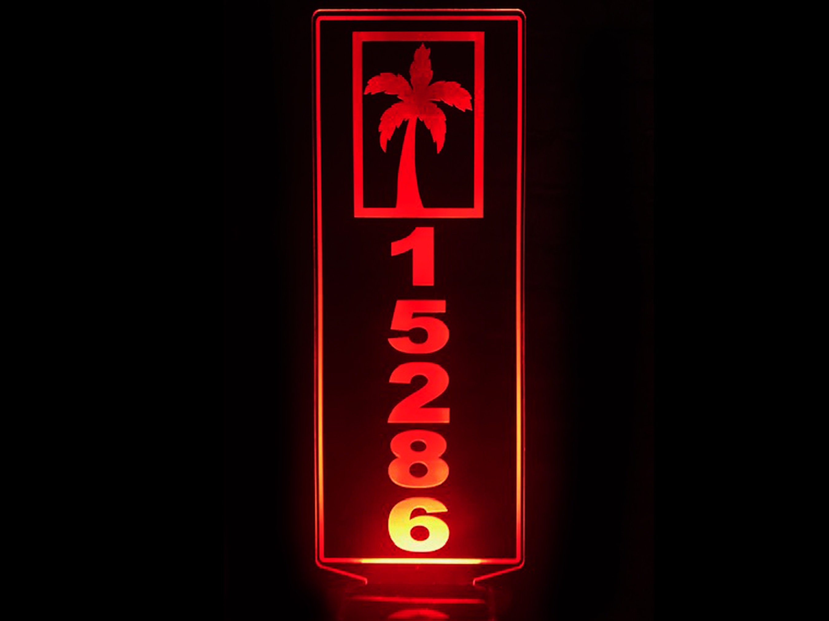 Personalized Solar Address Number Sign, Palm Tree Sign, Solar, House ...