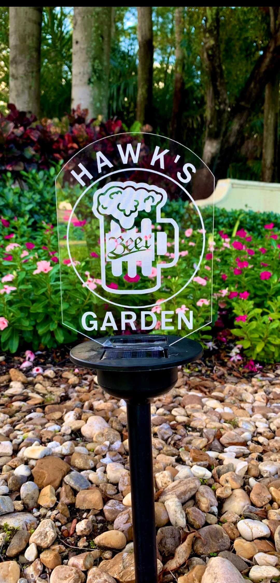 Solar Garden LED Sign, Dad's Beer Garden Sign, Personalized Garden Sign ...
