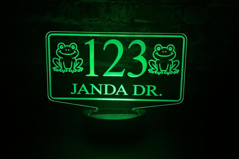 Personalized Solar Address Number Sign, Frog Sign, Solar, House Number ...