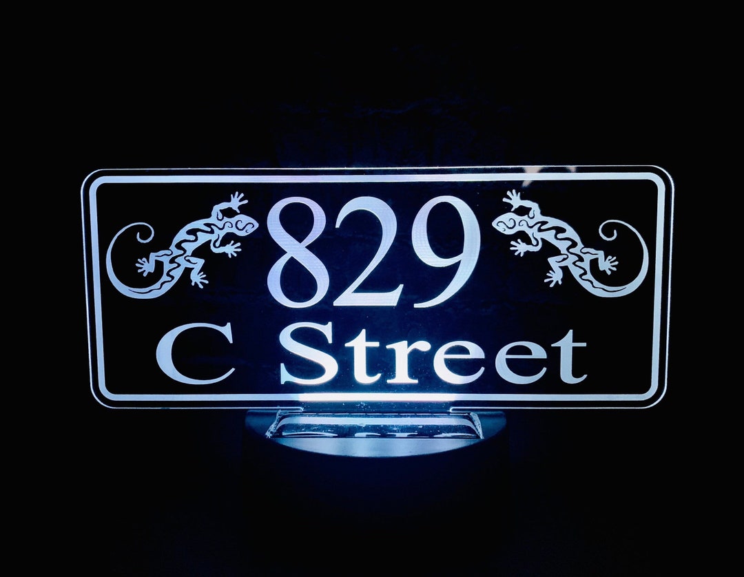 Personalized Solar Address Number Sign, Gecko Sign, Lizard, Solar ...