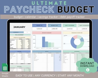 Monthly Budget Planner for Google Sheets Monthly Budget Tracker Monthly ...