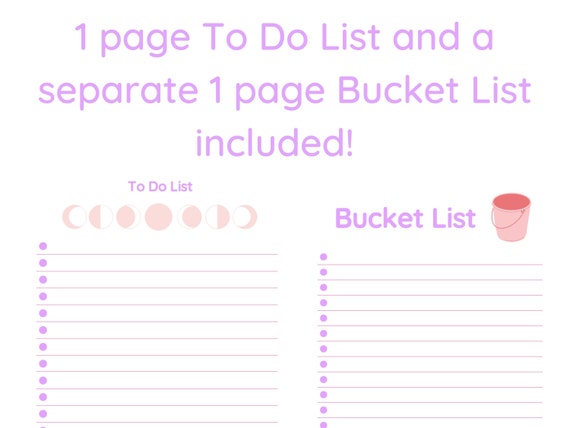 To Do List and Bucket List / PDF Instant Download / Printable - Etsy