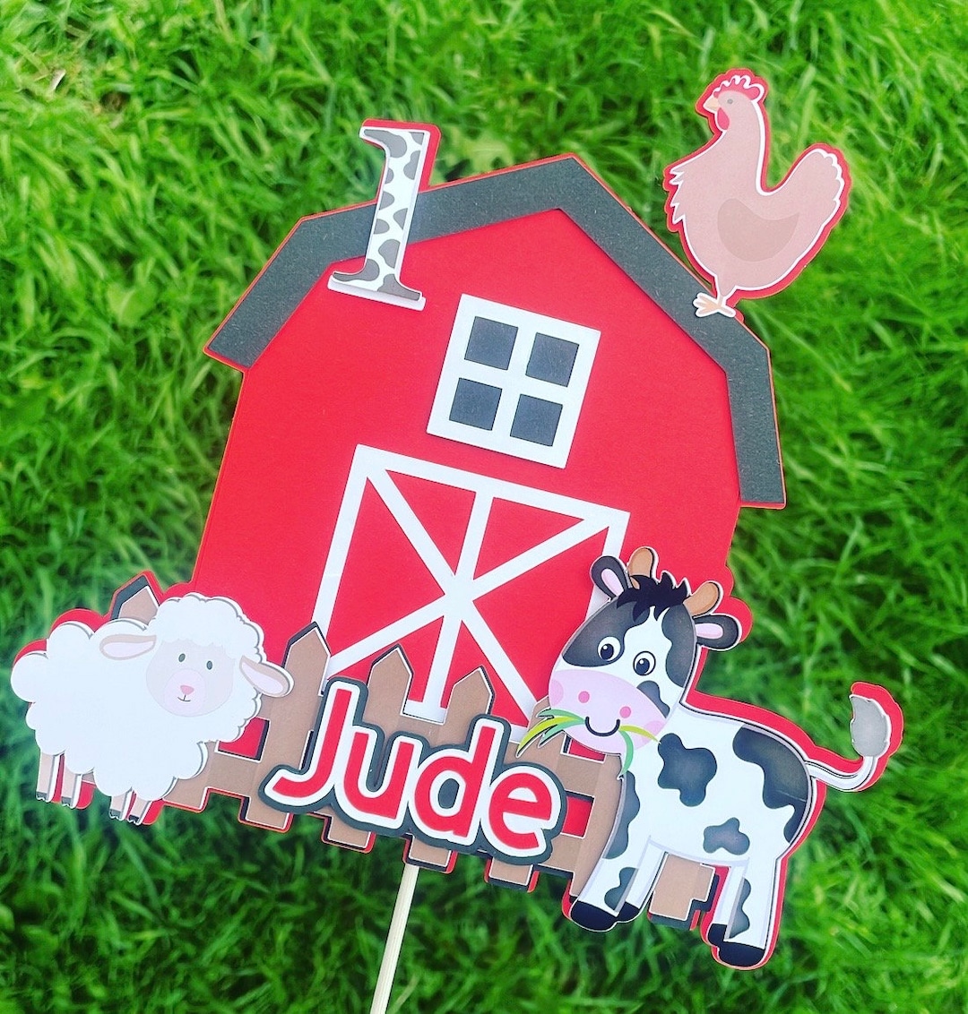 Farm Cake Topper Farm Animal Cake Topper Barn Cake Topper - Etsy UK