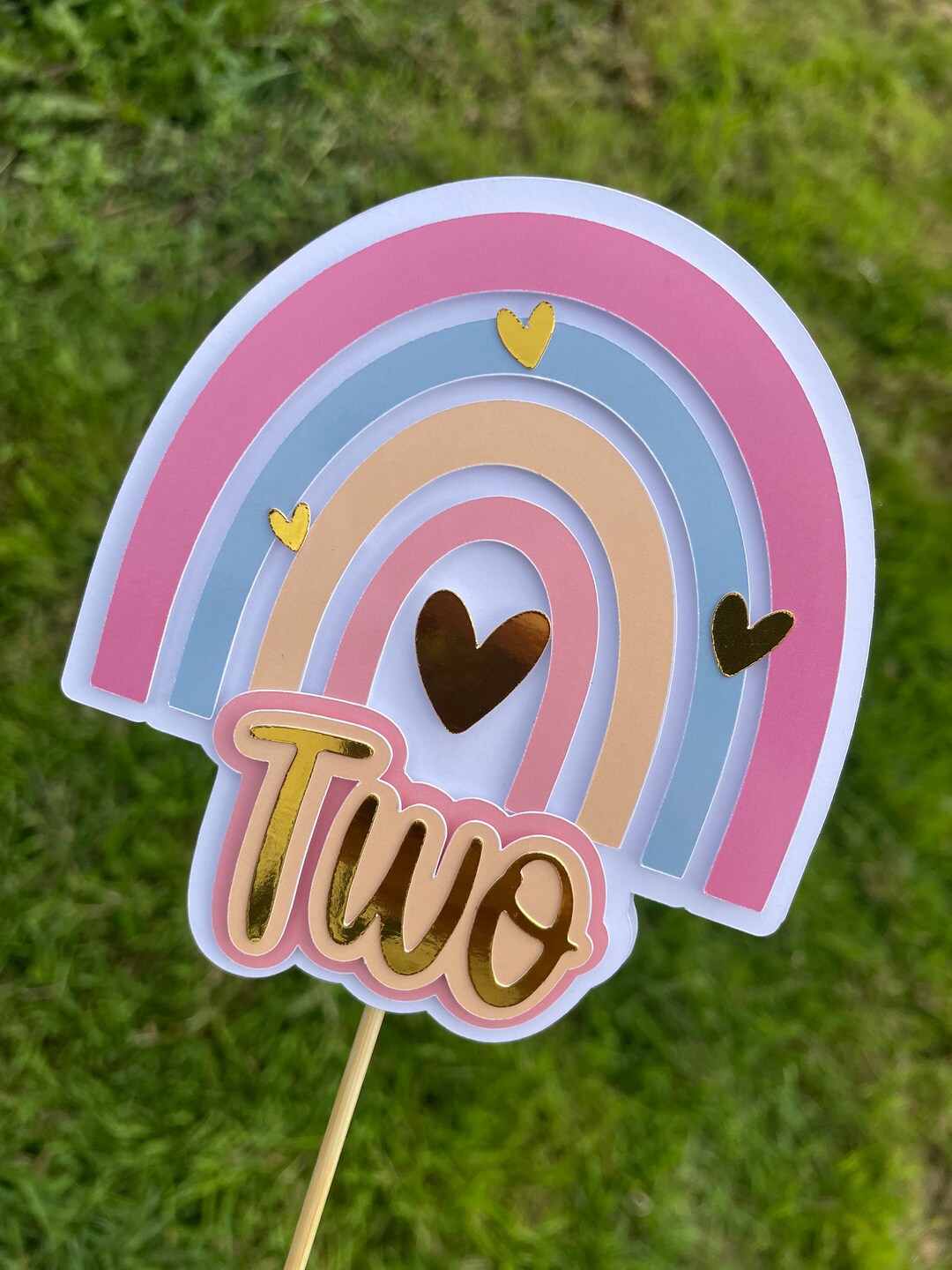 Rainbow Cake Topper 2nd Birthday Cake Topper Two Cake Topper - Etsy