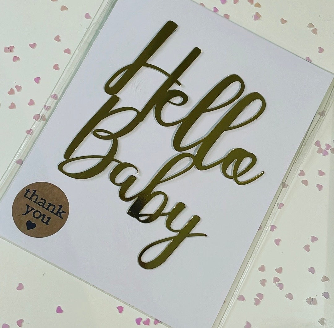 Hello Baby Cake Decoration Gold or Silver Cake Charm - Etsy