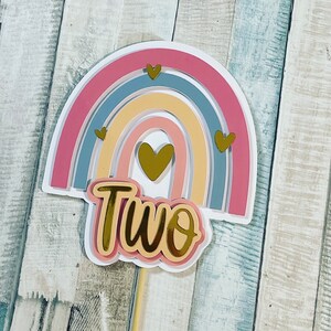 Rainbow Cake Topper 2nd Birthday Cake Topper Two Cake Topper - Etsy