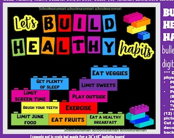 Build Healthy Habits Bulletin Board Kit: School Nurse Office/health ...