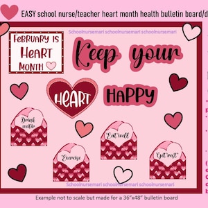 Heart Month/february Health Bulletin Board/door Decor Kit for Nurses ...
