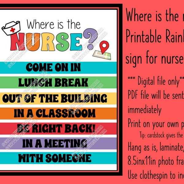 School Nurse Signs - Etsy