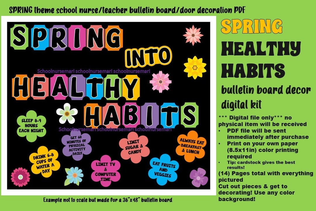 Spring Health Habits Bulletin Board/door Decor Kit for Nurses' Office ...