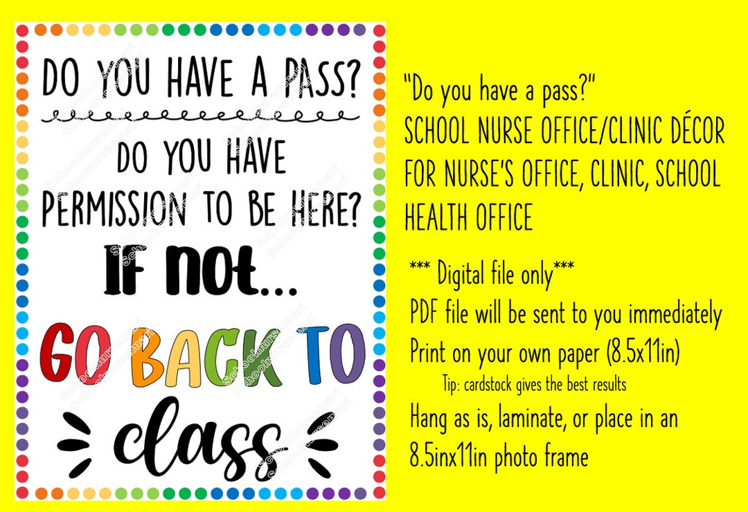 Do You Have a Pass 2 Clinic Sign for School Nurse, School Health, Wall ...