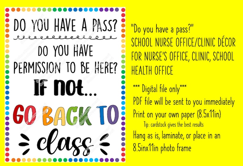 Do You Have a Pass 2 Clinic Sign for School Nurse, School Health, Wall ...