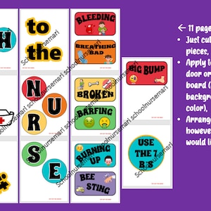 When to Visit the Nurse/7 B's Bulletin Board/door Decor Kit for Nurses ...
