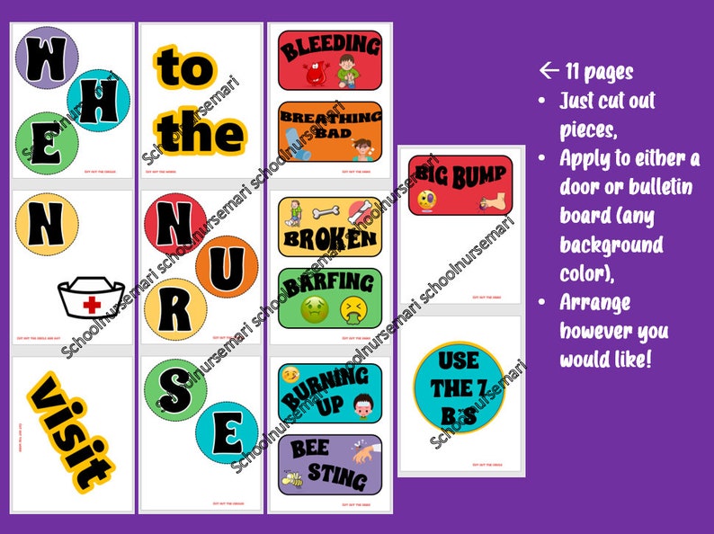 When to Visit the Nurse/7 B's Bulletin Board/door Decor - Etsy