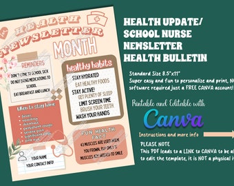 Editable Health Bulletin/newsletter for School Nurse/school Health ...