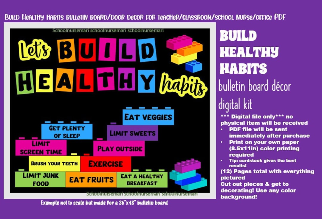 Beginning of Year; Let's Build Healthy Habits Bulletin Board/door Decor ...