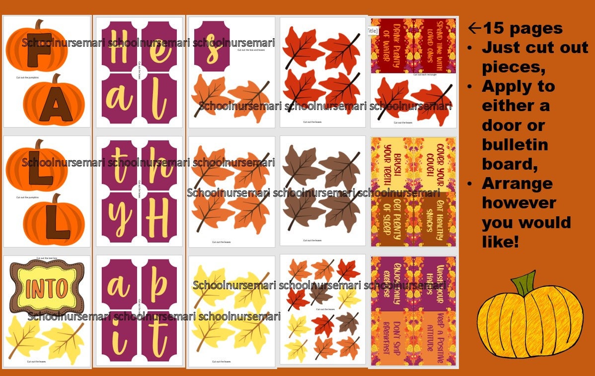 Fall Into Healthy Habits Bulletin Board/door Decor Kit for Nurses ...