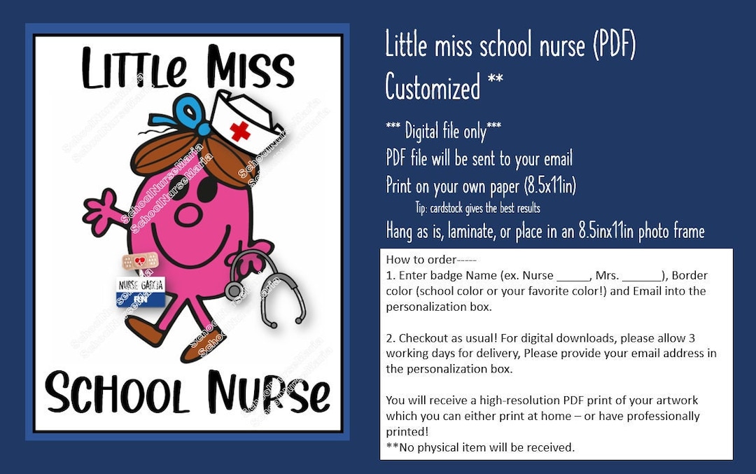 Little Miss Nurse Sign Personalized PDF* - Etsy