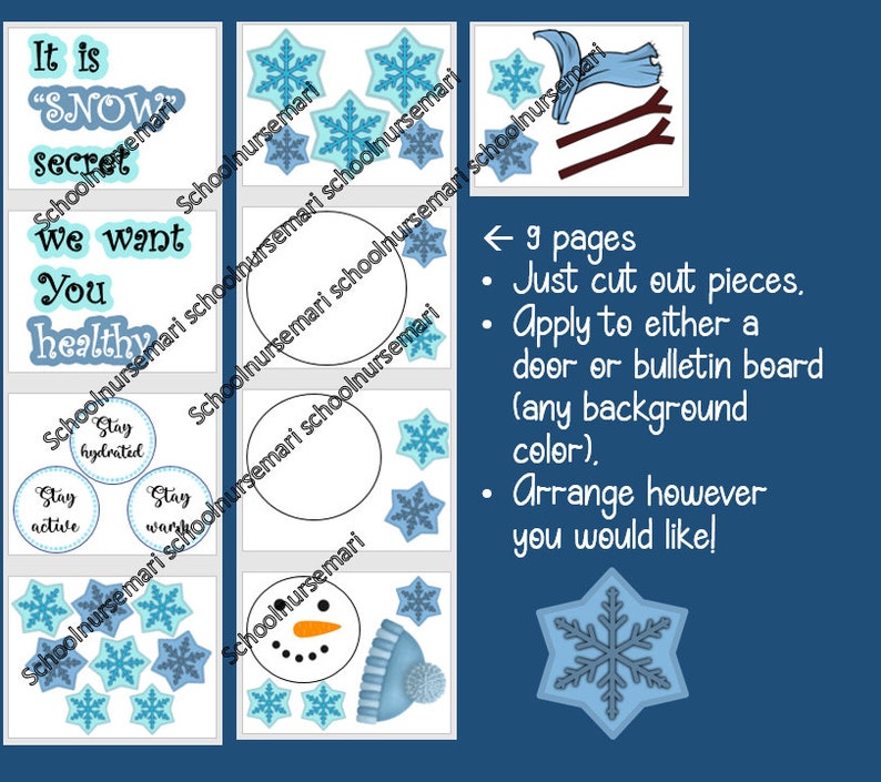 Winter/snowman Health Bulletin Board/door Decor Kit for - Etsy