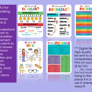 Nurse's Office/school Nurse Spanish Translation Help for Students and ...