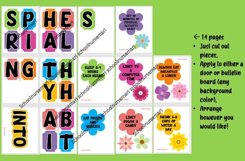 Spring Health Habits Bulletin Board/door Decor Kit for - Etsy