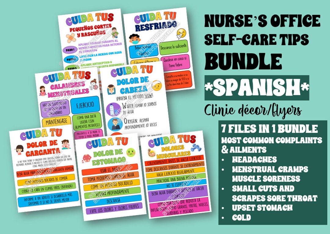 Nurse's Office/school Nurse Self Care Tips in SPANISH for Students and ...