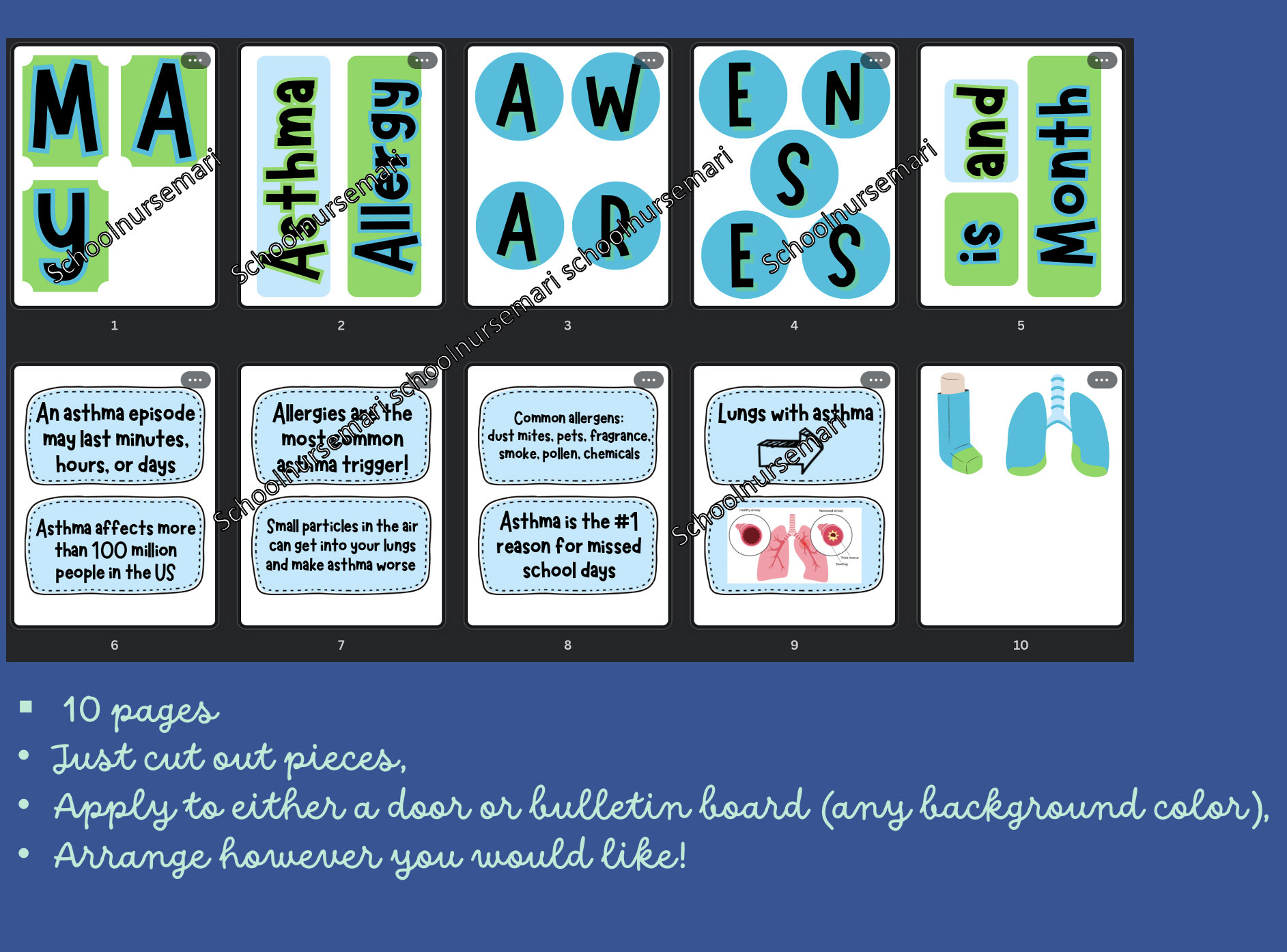 Allergy Asthma Awareness Bulletin Board Kit: School Nurse Office Decor ...