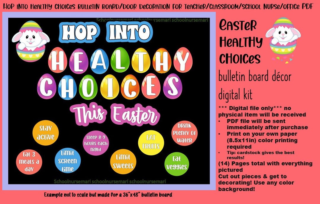 Easter- Hop Into Health Choices Bulletin Board/door Decor Kit for ...