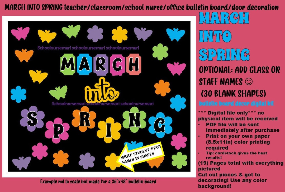 March Into Spring Bulletin Board Kit: Classroom Teacher Decor (PDF) - Etsy