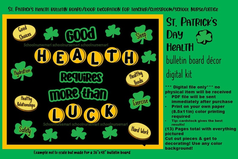 St. Patricks Day Health Bulletin Board/door Decor Kit for - Etsy