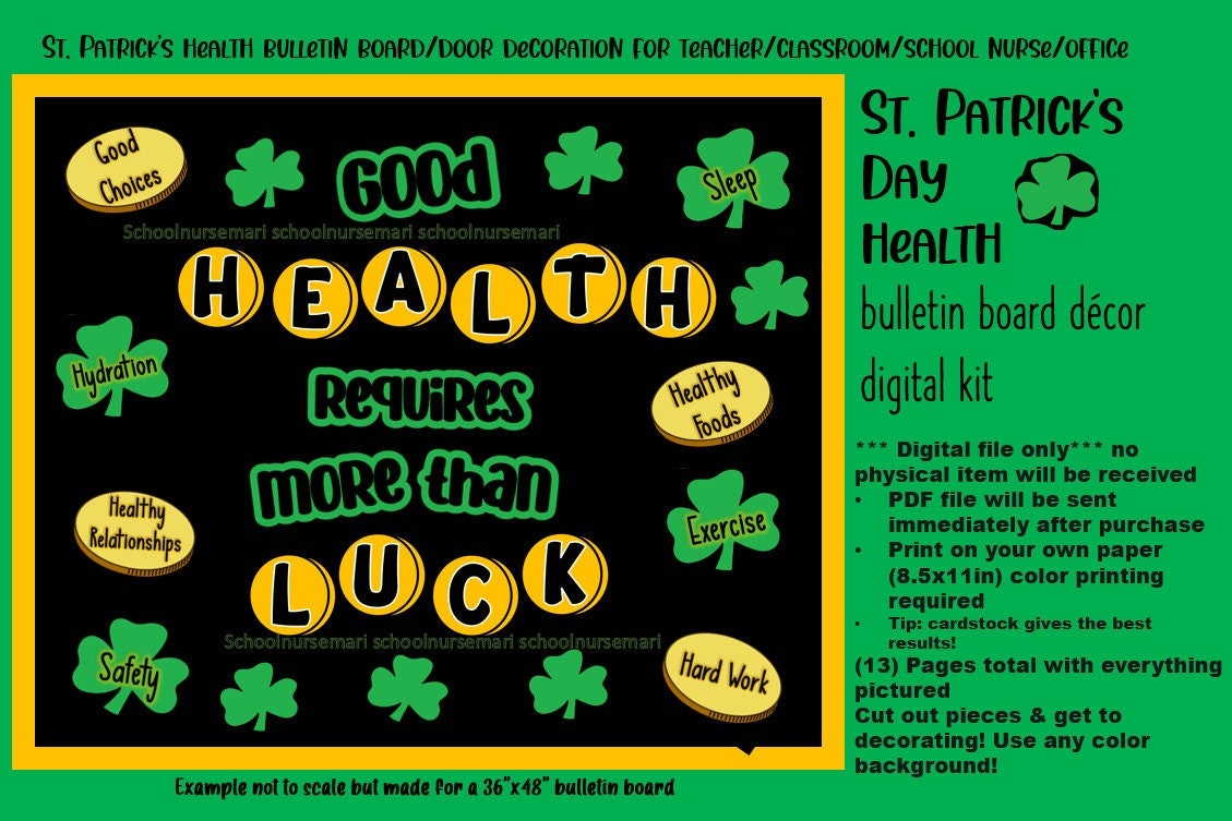 St. Patrick’s Day Health Bulletin Board/door Decor Kit for Nurses ...