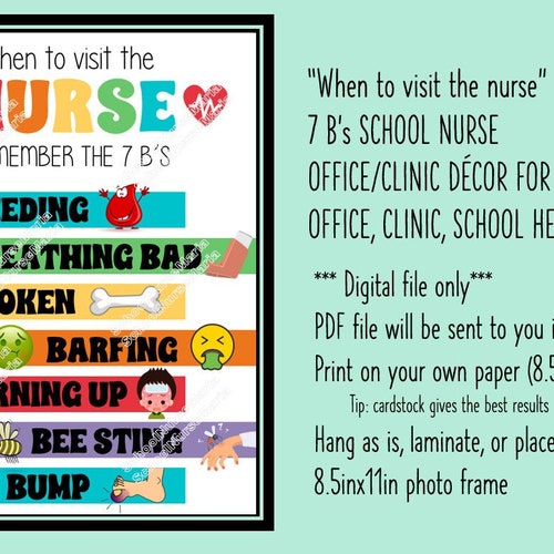 When to Visit the Nurse/7 B's Bulletin Board/door Decor - Etsy
