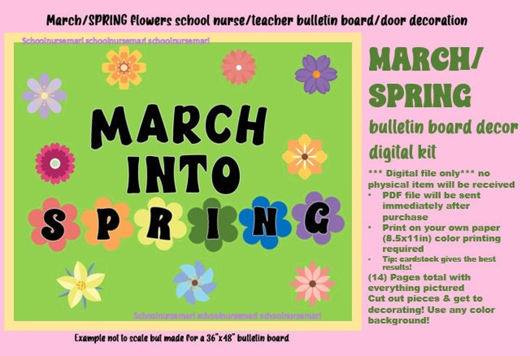 March/spring/flower Simple Bulletin Board/door Decor Kit for Nurses ...