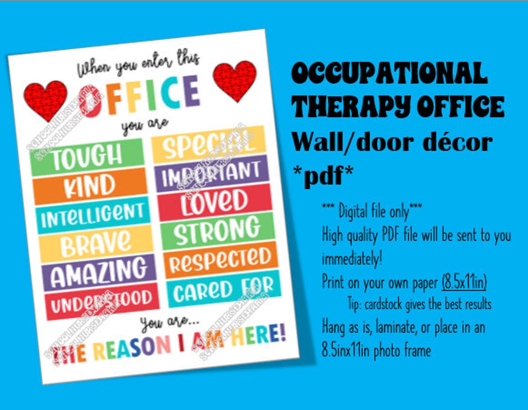 Occupational Therapy Office Wall or Door Decor Instant Download PDF OT ...