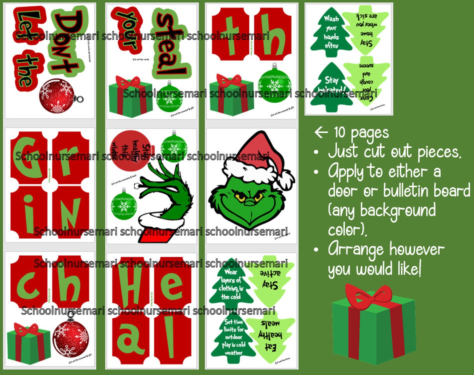 Christmas/december/winter Health Bulletin Board/door Decor Kit - Etsy