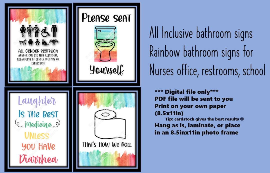 Bathroom Signs, Colorful Décor Nurses Office Restroom, School Health ...
