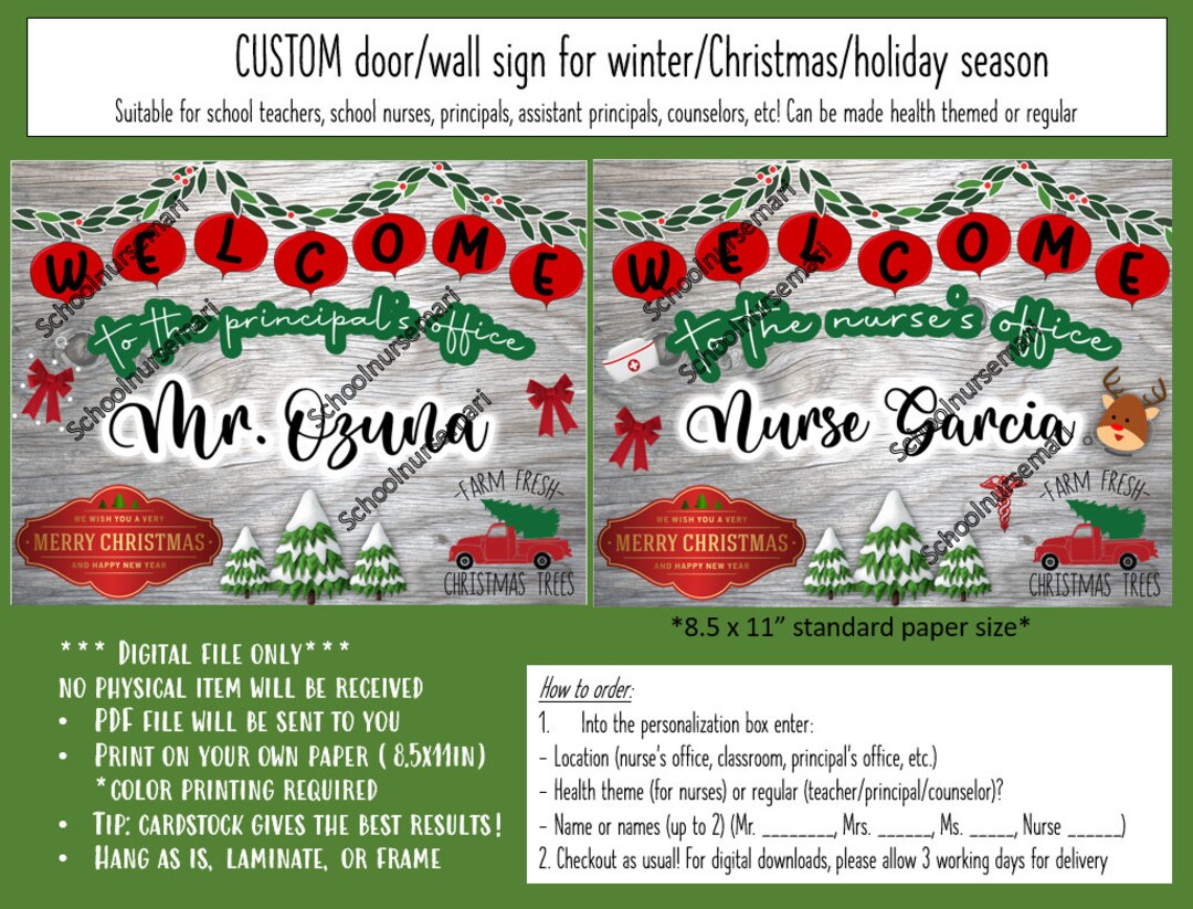 Custom Wall/door Sign for Winter/christmas/holiday Season PDF* for ...